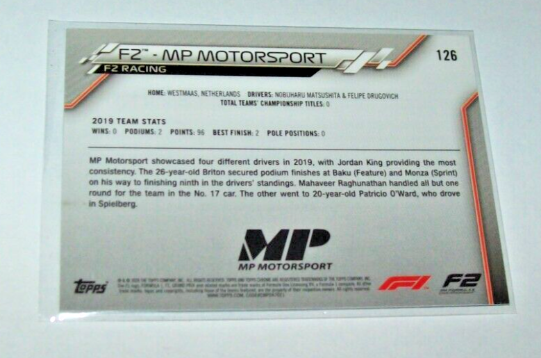 2020 Topps Chrome F2 Racing MP Motorsports Team Logo Blue Cracked Ice ...