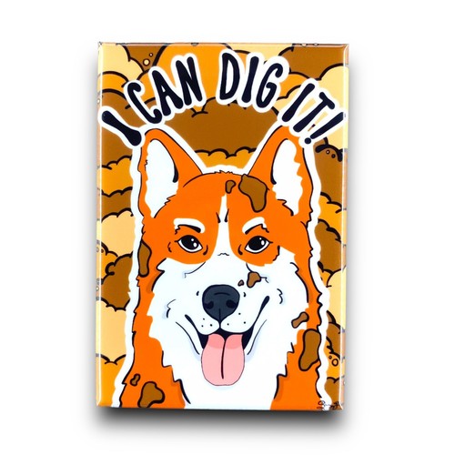 Siberian Husky Dog I Can Dig It Magnet Handmade Portrait Gift 2x3" Red ...