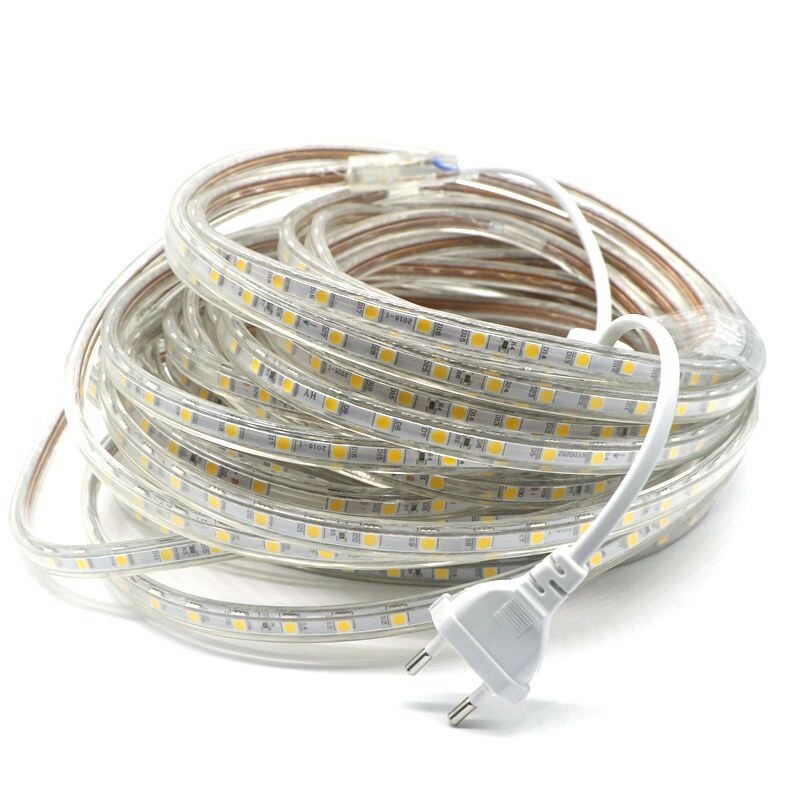 220V IP65 Waterproof Single Color 100m/roll 5050 LED Strip Light Home ...