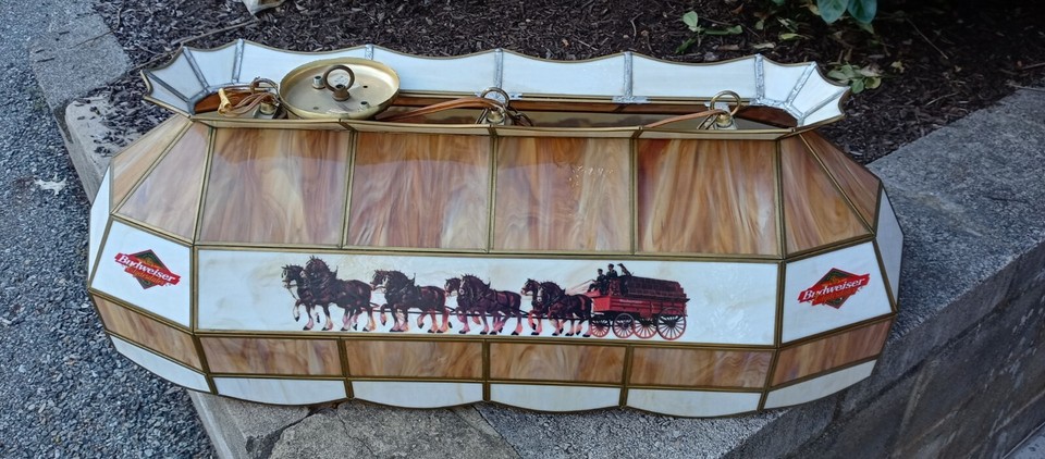 Budweiser Billiards Light Clydesdales Stained Glass Pool Table VGUC~LPU ...