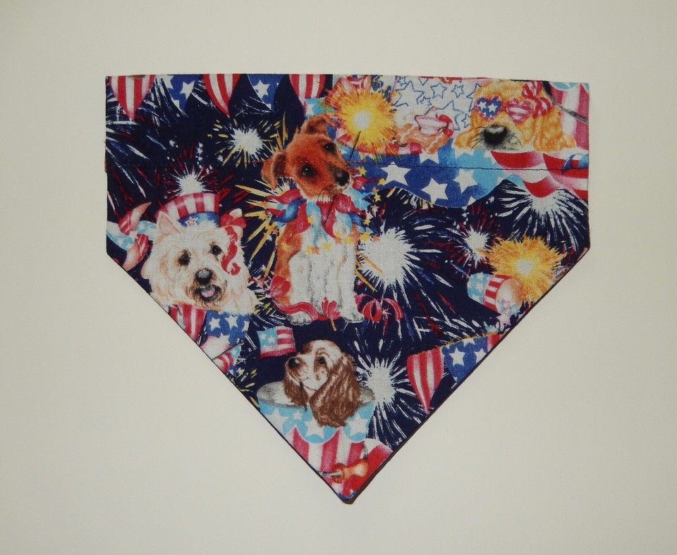 4TH OF JULY PATRIOTIC REALISTIC DOGS DOG SCARF/BANDANA--S, M, L | eBay