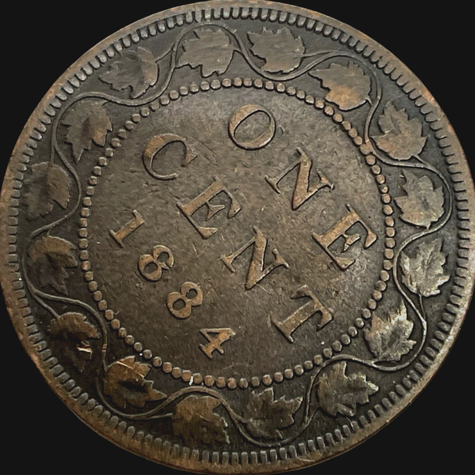 1884 Canadian Large One Cent Coin Canada Queen Victoria 1c Penny KM# 7 ...