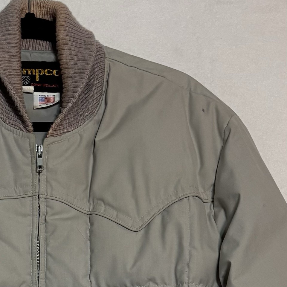 Vintage TEMPCO Goose Down Jacket Men’s M/L Gray Western Puffer Bomber ...