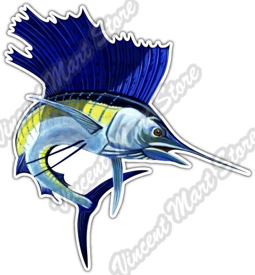 Sailfish Fish Fishing Wildlife Ocean Sea Car Bumper Vinyl Sticker Decal ...