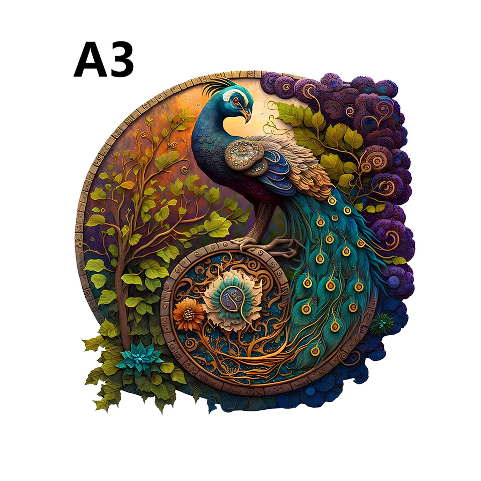 A3 Wooden animal Bird Shape peacock Jigsaw Puzzle for Adults Kids ...