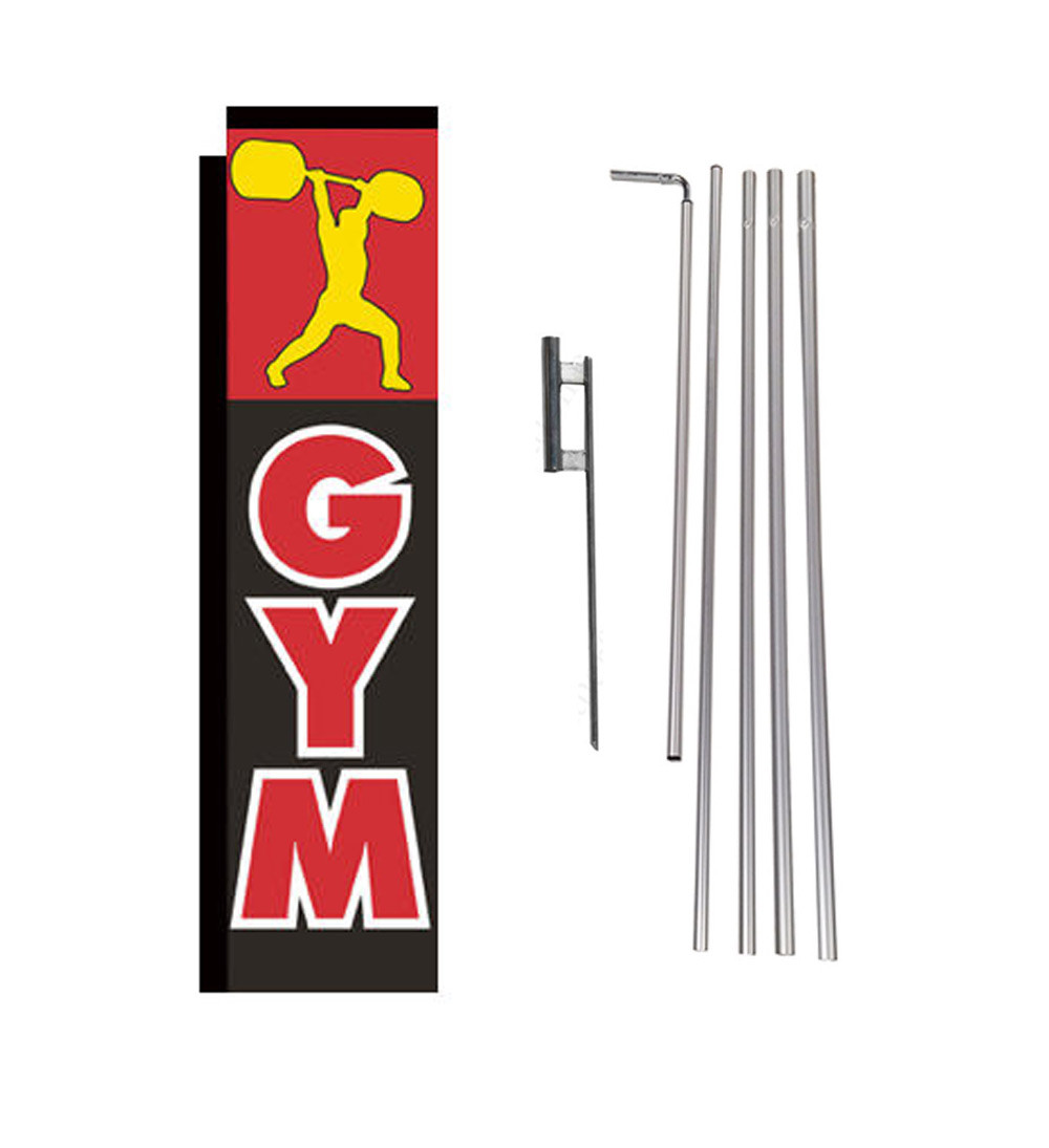 GYM Fitness 15' Advertising Rectangle Feather Banner Flag w/ pole+spike ...