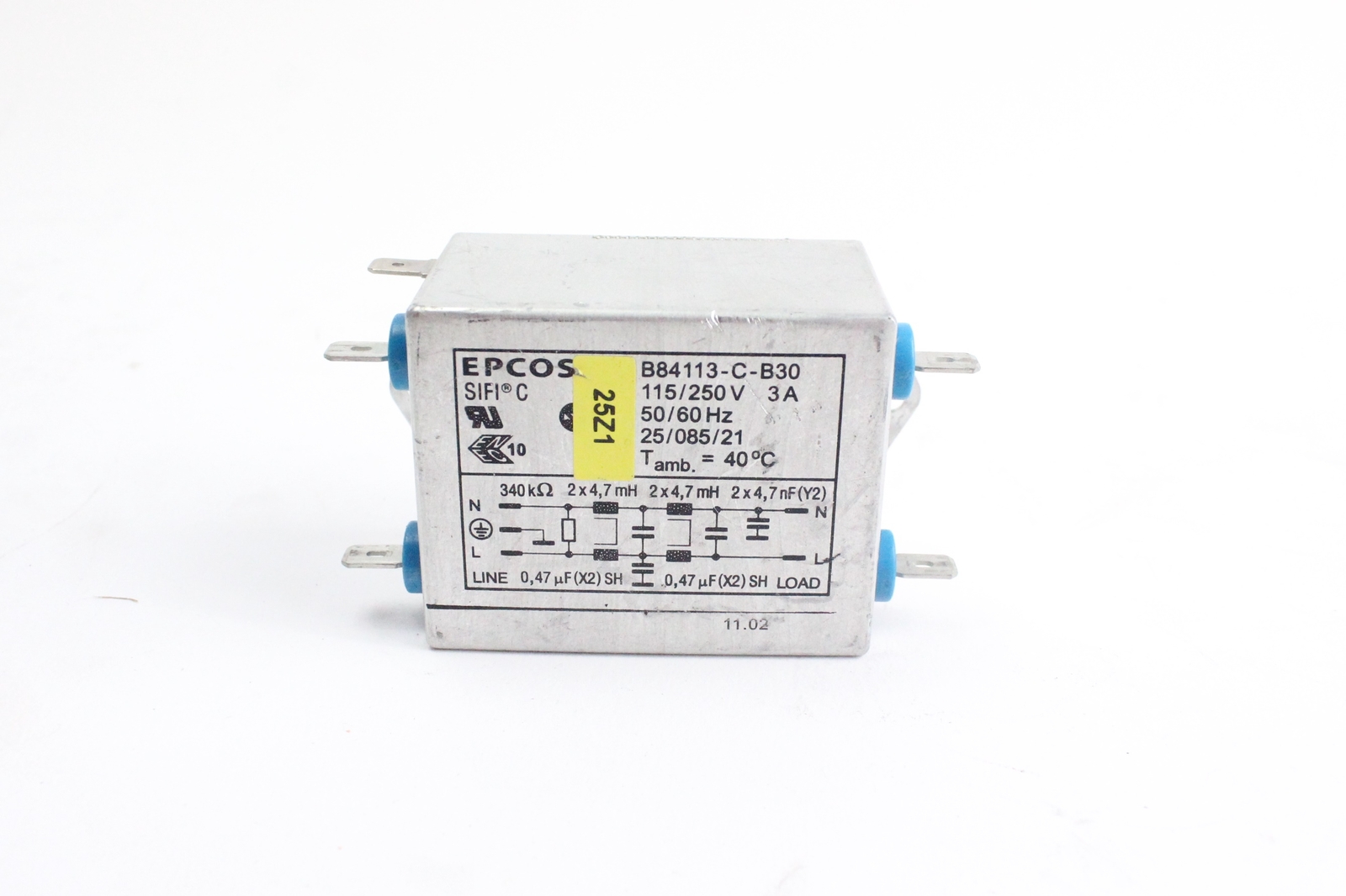 2 x Epcos TDK B84113-C-B30 Power Line Filter 115/250V 3A Netzfilter EMV ...