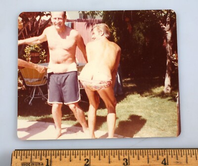 1976 Vintage Snapshot Photo Men @ Scottsdale Pool Bathing Suit Humor ...
