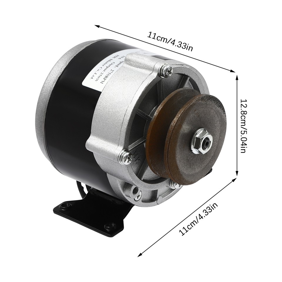 250W Gear Electric Motor Gear Motor Brushed Reduction Motor w/ Belt ...