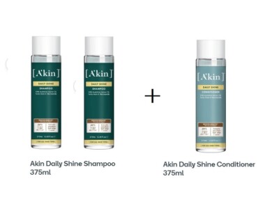 2 x Akin Daily Shine Shampoo 375ml + 1x 375ml Conditioner Australian | eBay
