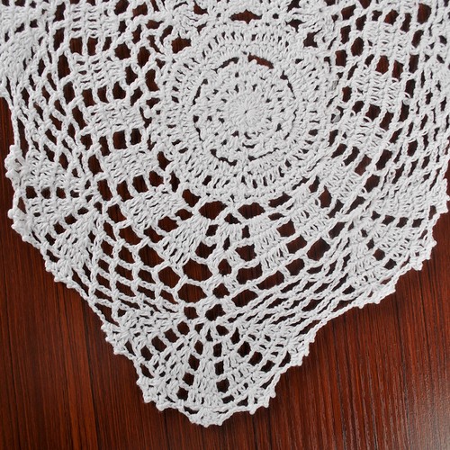 White Vintage Hand Crochet Lace Doily Oval Table Runner Floral Wedding ...