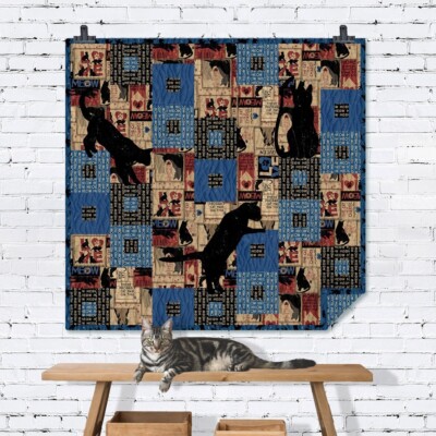 Quilt Kit Cats Play 31" X 30" Purrfection Wall Art Quilt Blue Version ...