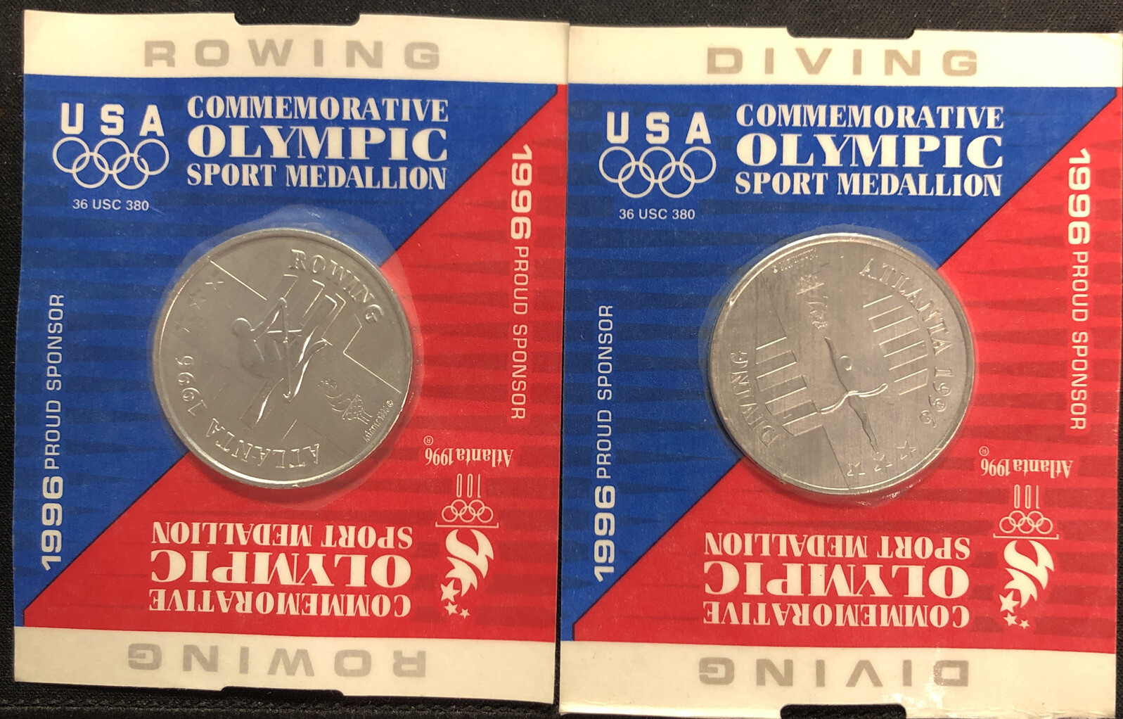 1996 Commemorative Olympic Sport medallion - rowing and diving - ENN ...