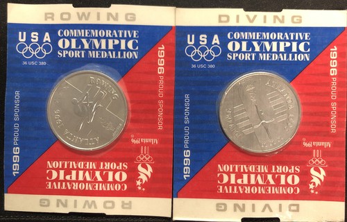 1996 Commemorative Olympic Sport medallion - rowing and diving - ENN ...