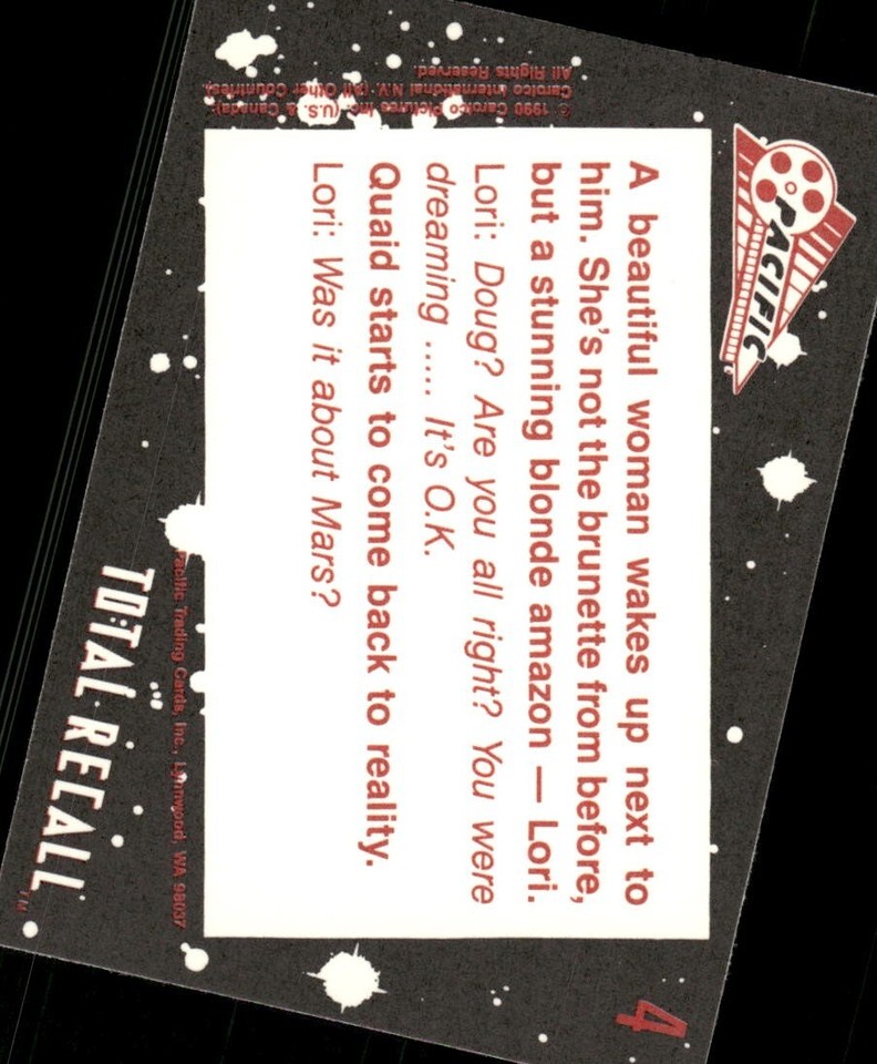 Total Recall 1990 Movie Pacific Card #4 (NM) | eBay