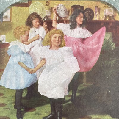 Antique 1898 Young Girls Dancing In Parlor Stereoview Photo Card P580 ...