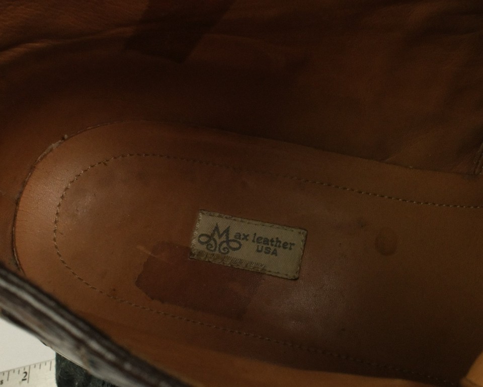 MAX LEATHER INC Men's Sz 13 Custom Brown Alligator Leather Boots MADE ...