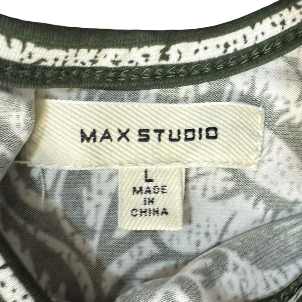 Max Studio Green White Floral Wide Leg Elastic Waist Sleeveless ...