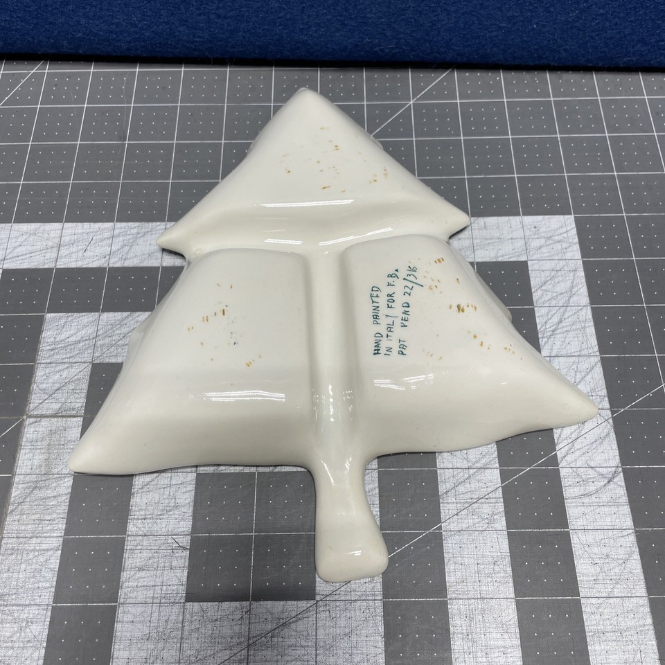 Christmas Tree Plate 3 Sections 10" Long 9" Wide Italy Hand Painted One ...