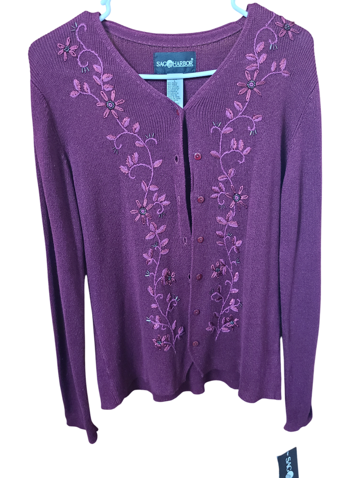 NWT Sag Harbor Size Large Button Up Color Raisin | eBay