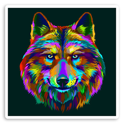 2 x 10cm Cool Wolf Face Vinyl Stickers Wild Wolves Tribal Laptop ...