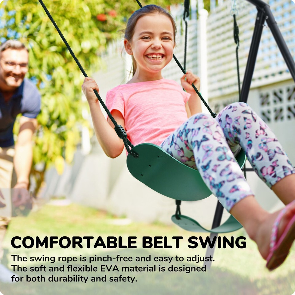 600lb Metal Swing Set Heavy Duty Frame Kids Adult Backyard Playset with ...