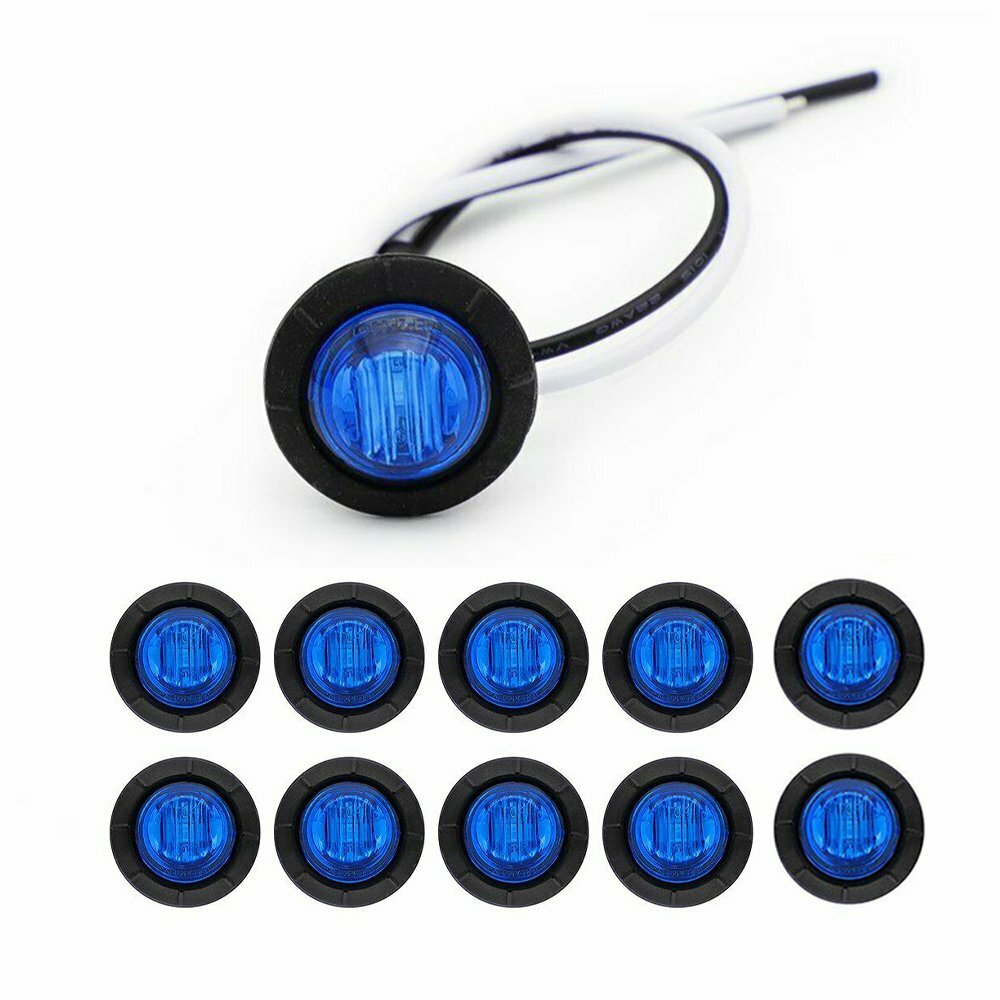 10x Blue 3/4" Bullet Round LED Side Marker Lights for Trailer Truck RV ...