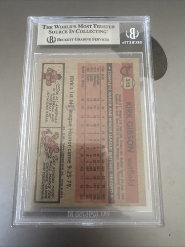 Kirk Gibson 1981 TOPPS #315 SIGNED CARD TIGERS ROOKIE BAS RC Auto ...