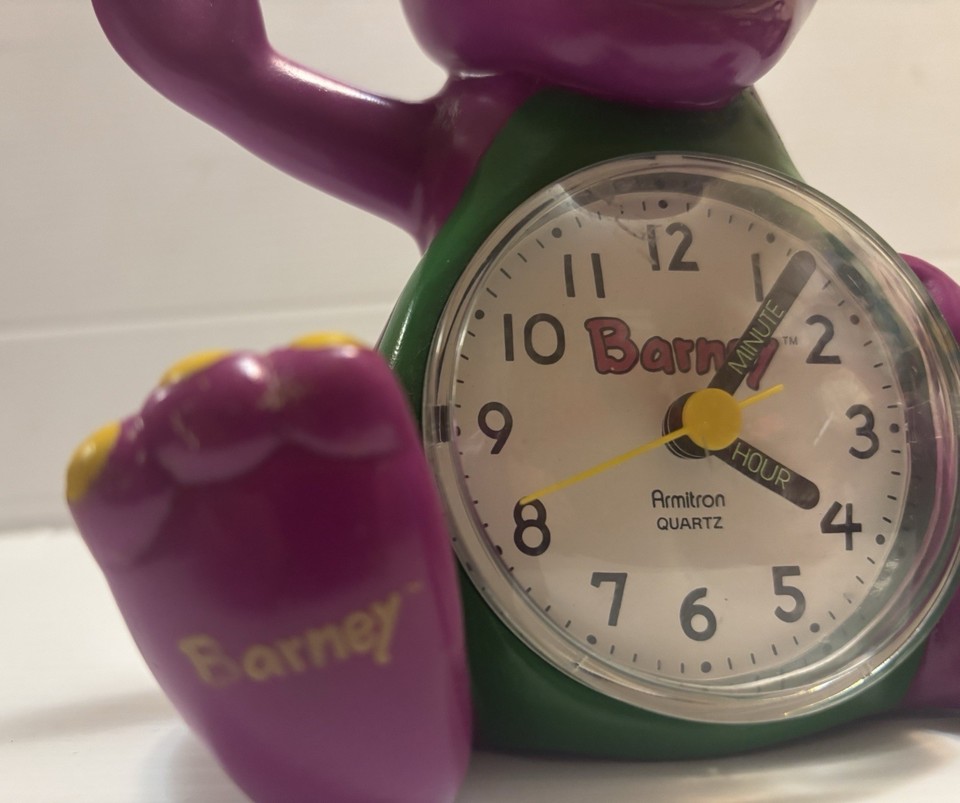 Vintage Barney the Dinosaur Armitron Quartz Clock Tested Works 6” Rare ...