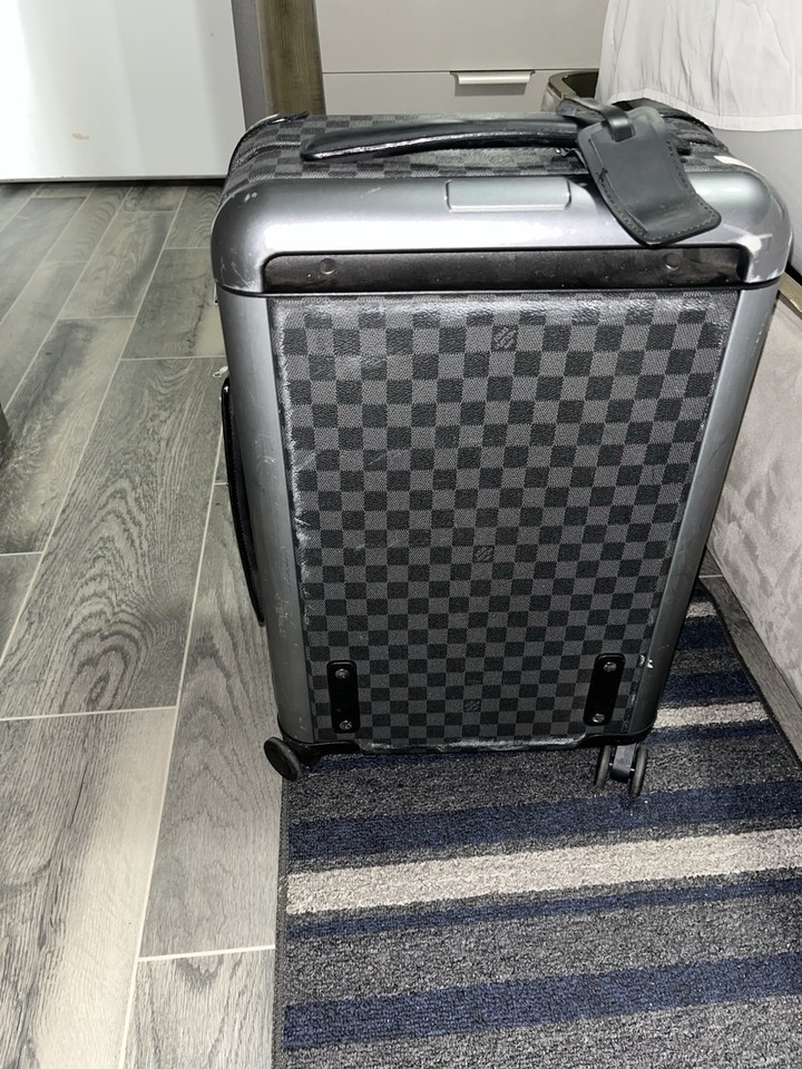 Louis Vuitton Checked Spinner Suitcase Black Gray Leather with ...