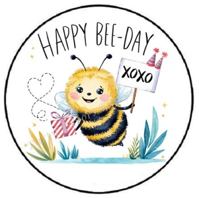 HAPPY BEE DAY BIRTHDAY ENVELOPE SEALS LABELS STICKERS PARTY FAVORS | eBay