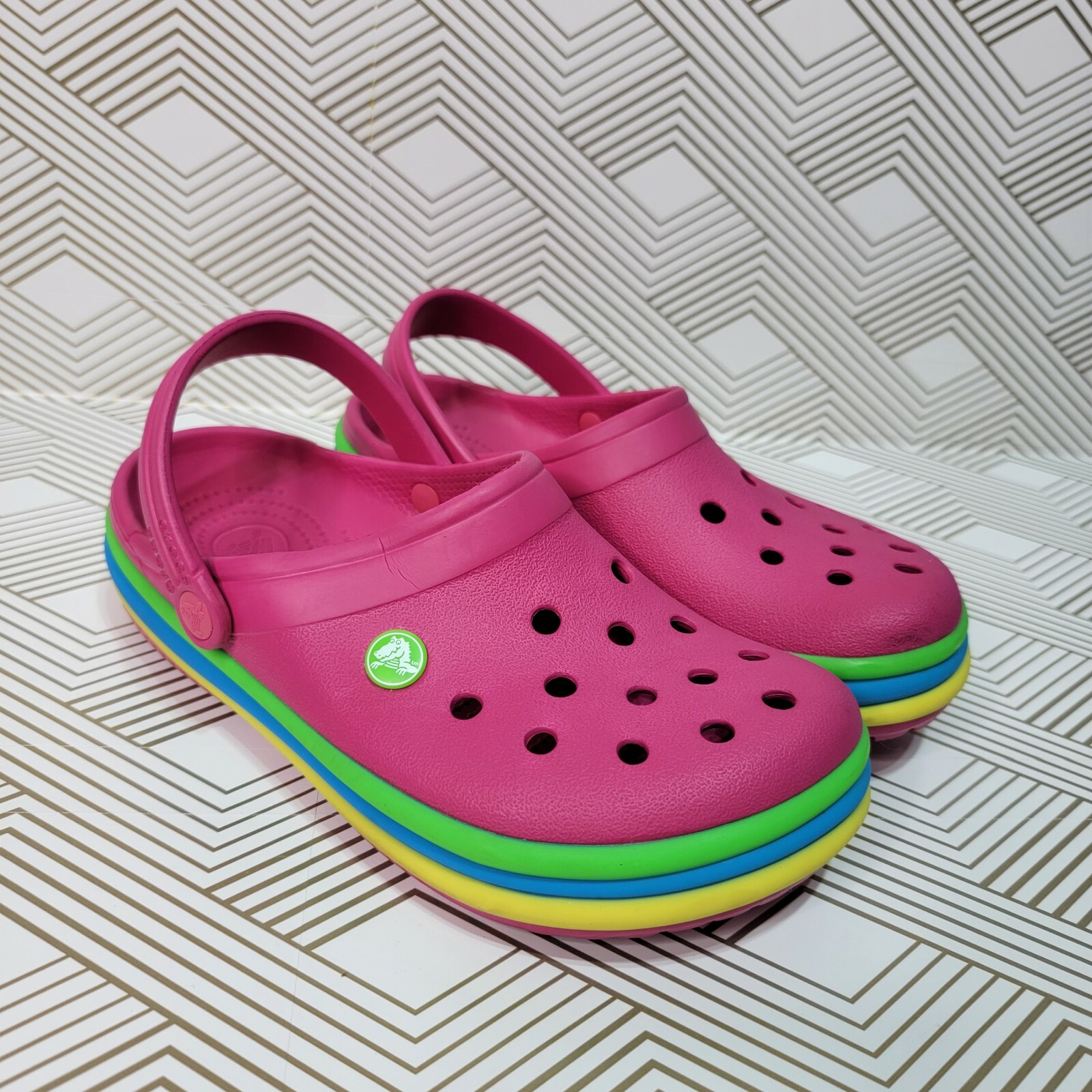 Crocs Ciabatta Paradise Pink Rainbow Band Retired Siz… - Gem