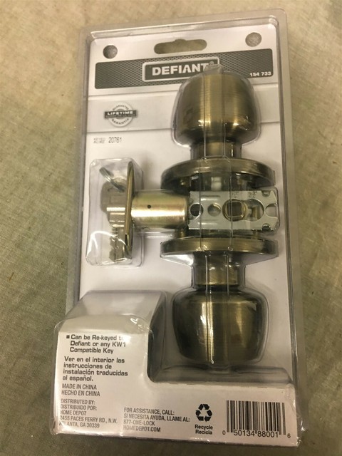 Defiant Antique Brass Keyed Entry Door Knob Set 4 Way Latch 2keys for ...