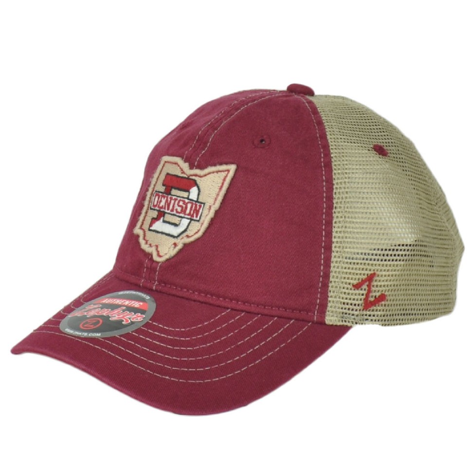 NCAA Zephyr Ohio Denison Big Red Mesh Two Tone Curved Bill Snapback Hat ...