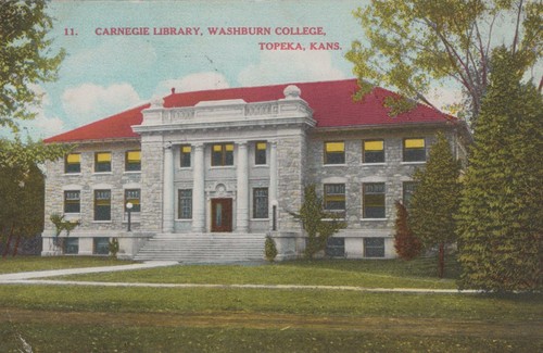 Carnegie Library College Topeka Kansas Posted Vintage Divided Back Post ...
