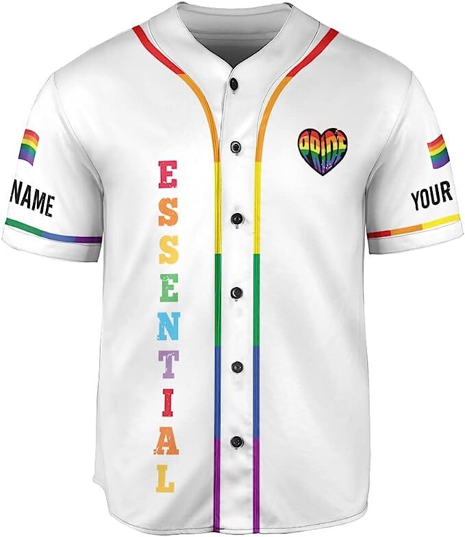 Personalized LGBT Pride Baseball Jersey, LGBT Flag Rainbow Baseball ...