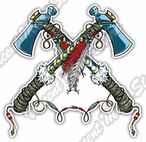 Indian Chief Warrior Tomahawk Weapon Native Car Bumper Vinyl Sticker ...