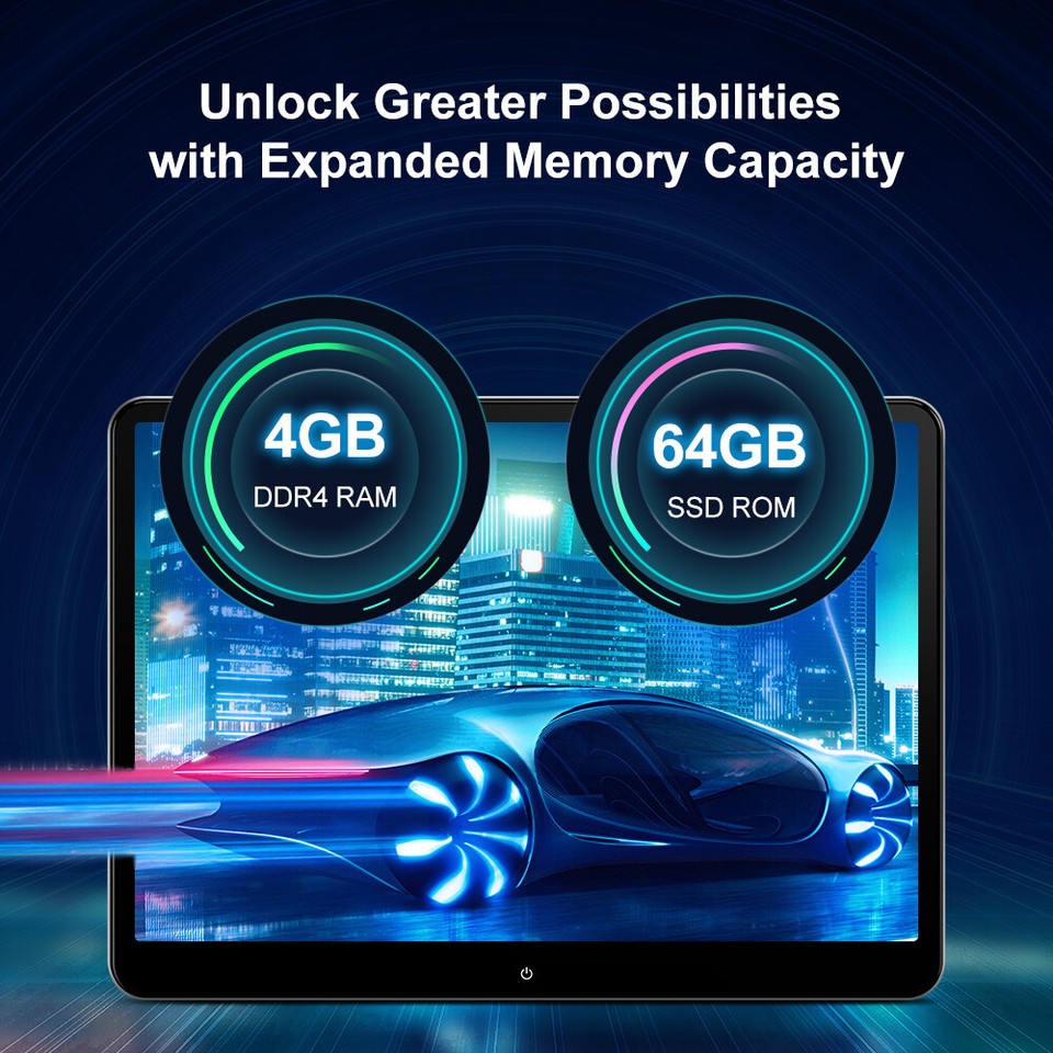 2x 14" FHD Touch Screen Car Headrest Monitor Backseat TV Player Media ...