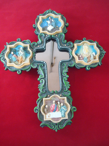 Vintage Jesus Christ Crucifix Lighted Framed Wall Mirror Ornate Cross ...