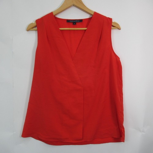 French Connection Top UK Small UK 6-8 Red Sleeveless V-Neck Blouse ...