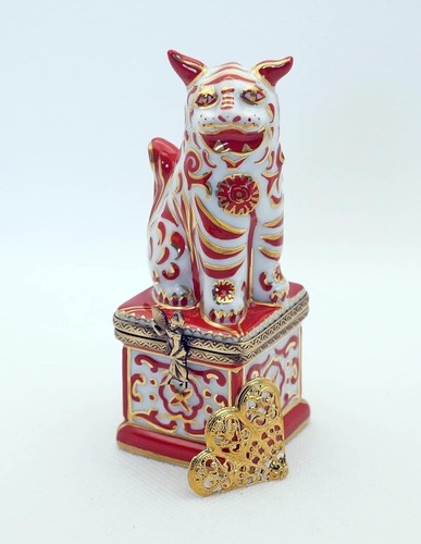 New French Limoges Trinket Box Good Fortune Chinese Foo Dog Guardian ...