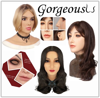 Realistic Silicone Female Head Mask Crossdresser Face Mask For women ...
