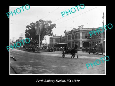 OLD POSTCARD SIZE PHOTO OF THE PERTH RAILWAY STATION WESTERN AUSTRALIA ...