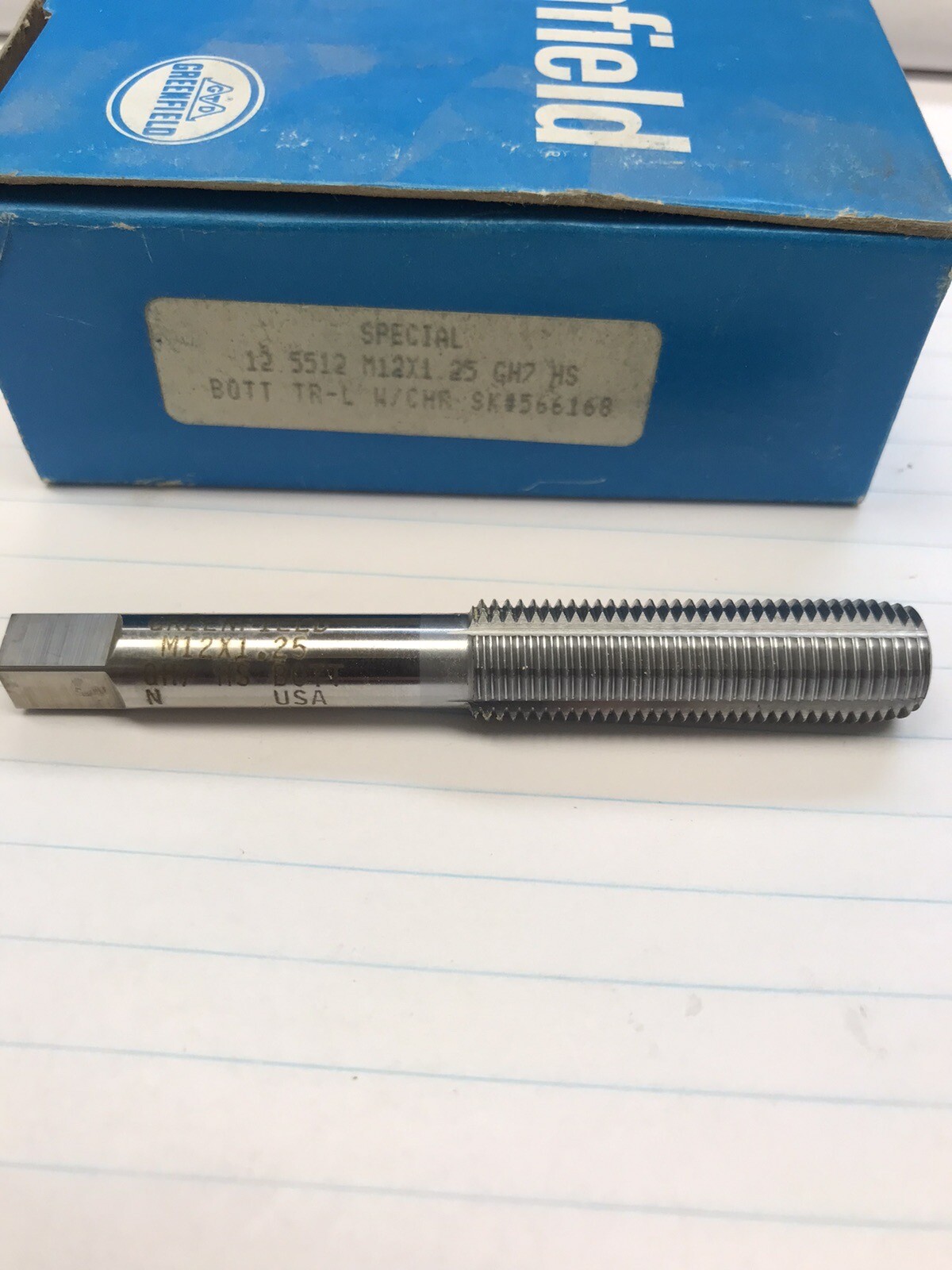 1 pc. M12 X 1.25 GH7 HS BOTTOMING FORM TAP W/CHROME COATING. USA (loc ...