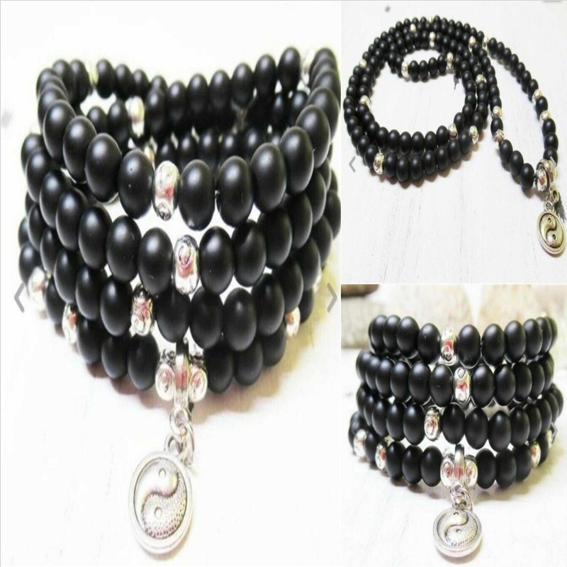 6mm Obsidian Bracelet 108 Beads Buddha Men's Reiki Lucky Mala | eBay