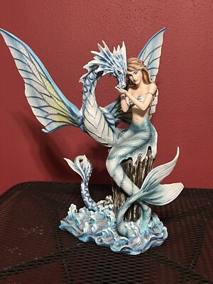 Ebros Large Nautical Blue Mermaid Feeding Leviathan Ocean Dragon Fairy ...