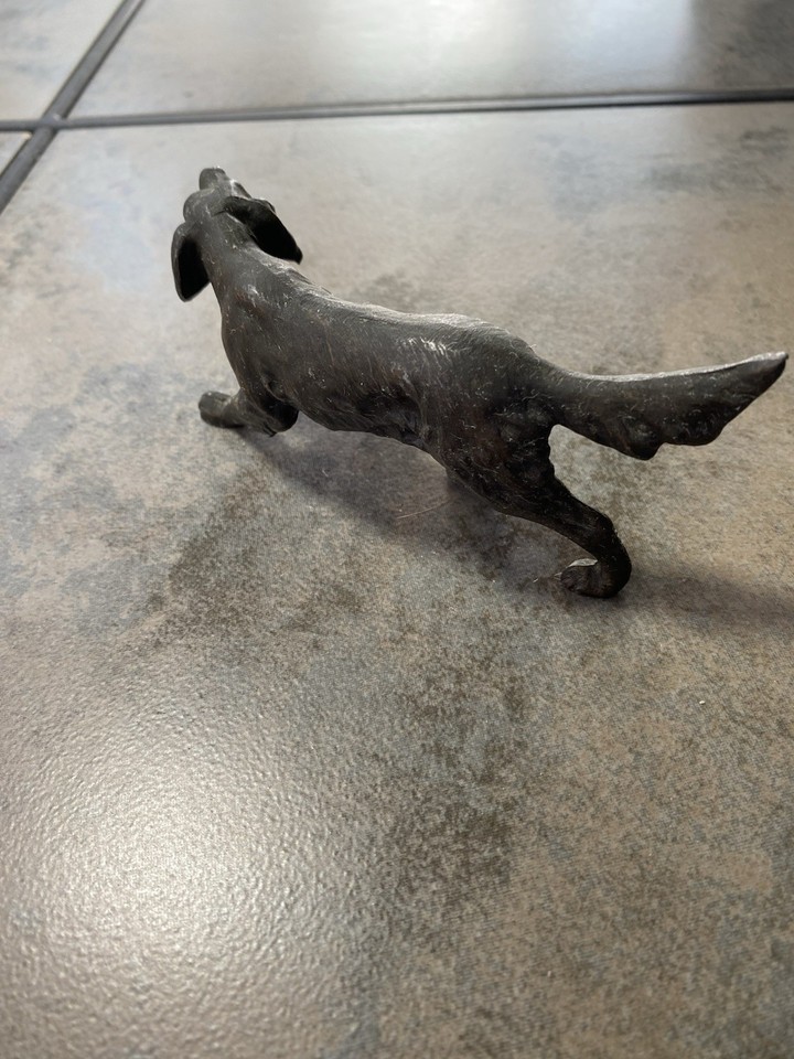 Vintage Bronze / Cast Iron Figurine Hunting Dog- Irish Setter or ...