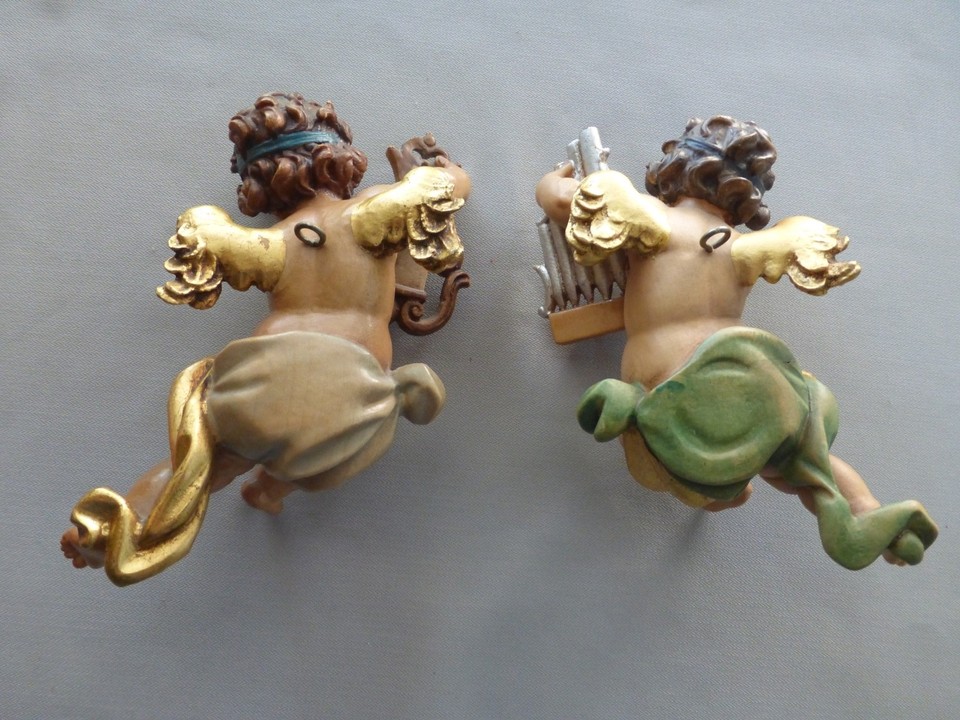 Vintage Cherub Angels Wall Plaques Figures with Gold Wings - Estate ...