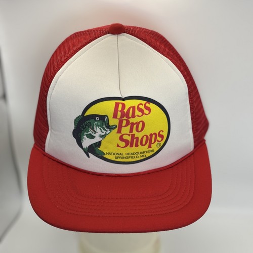 Vintage Bass Pro Shops Trucker Hat Red Mesh Snapback Springfield MO USA ...