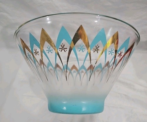 Vintage Anchor Hocking Blendo Happy Hour Atomic Chip Serving Bowl Aqua ...